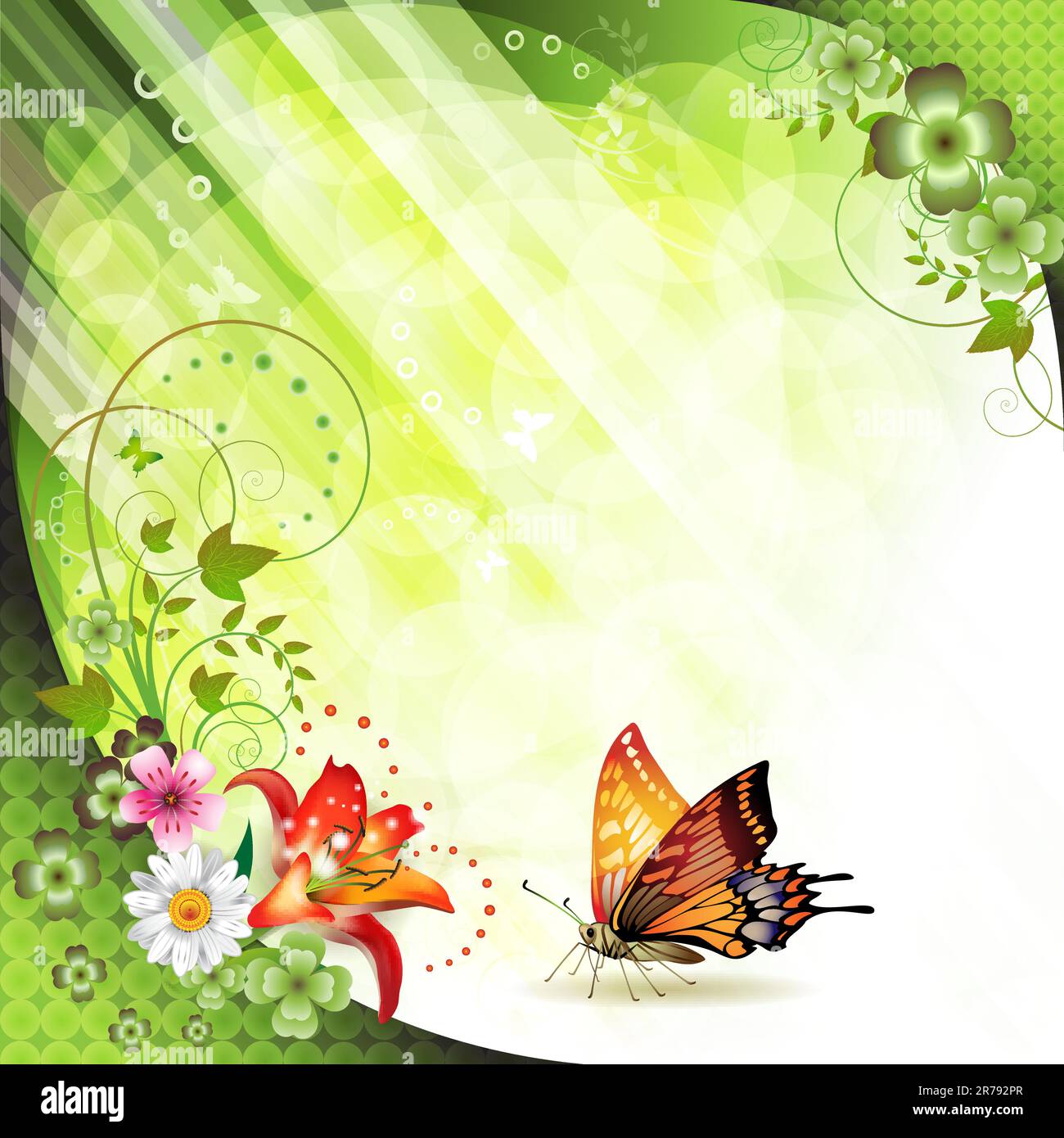 Springtime background with flowers and butterflies Stock Vector Image ...