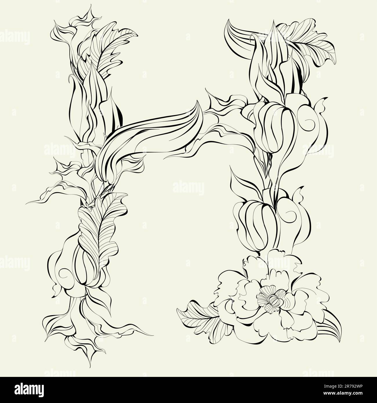 Decorative font, Letter H Stock Vector Image & Art - Alamy