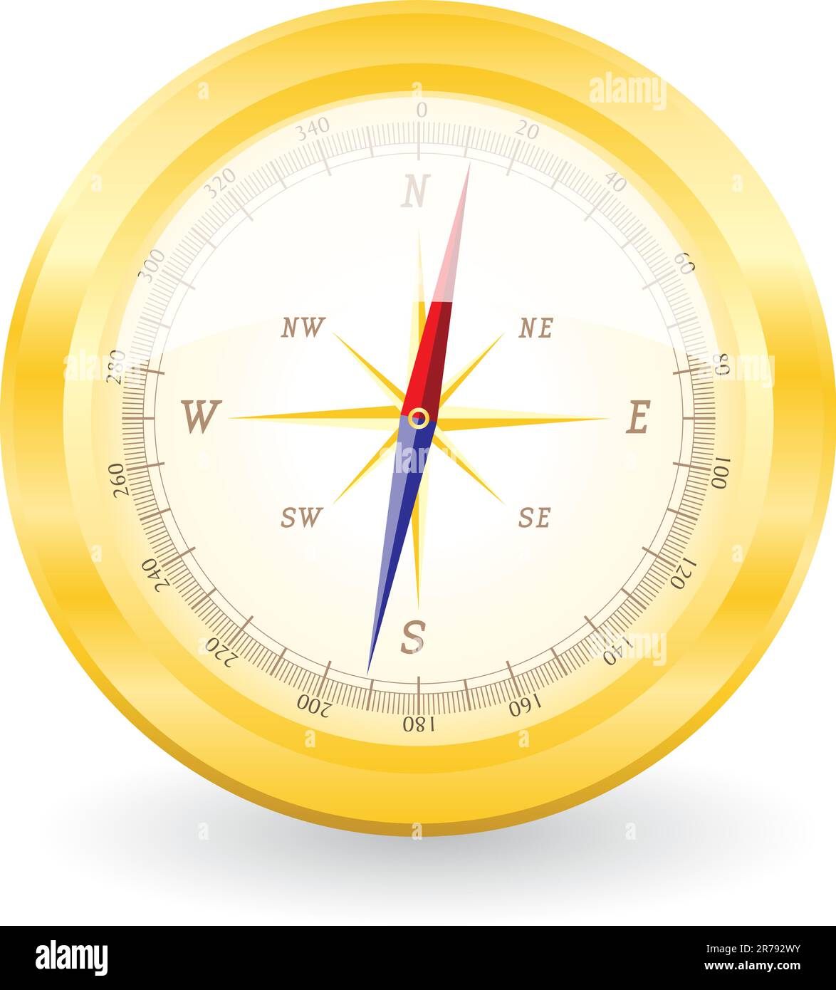 Gold compass isolated on a white background. Vector illustration Stock ...