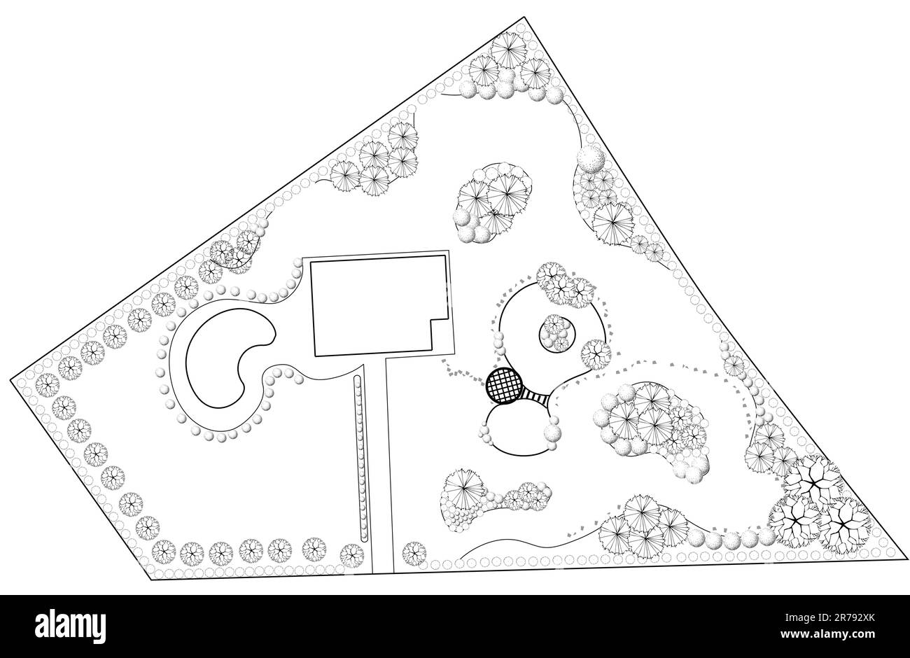 Plan of Landscape and Garden black and white Stock Vector Image & Art ...