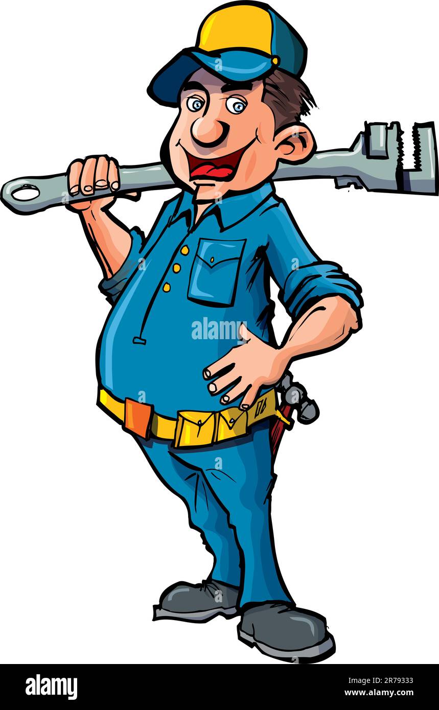 Cartoon plumber with a wrench. He is smiling Stock Vector Image & Art ...