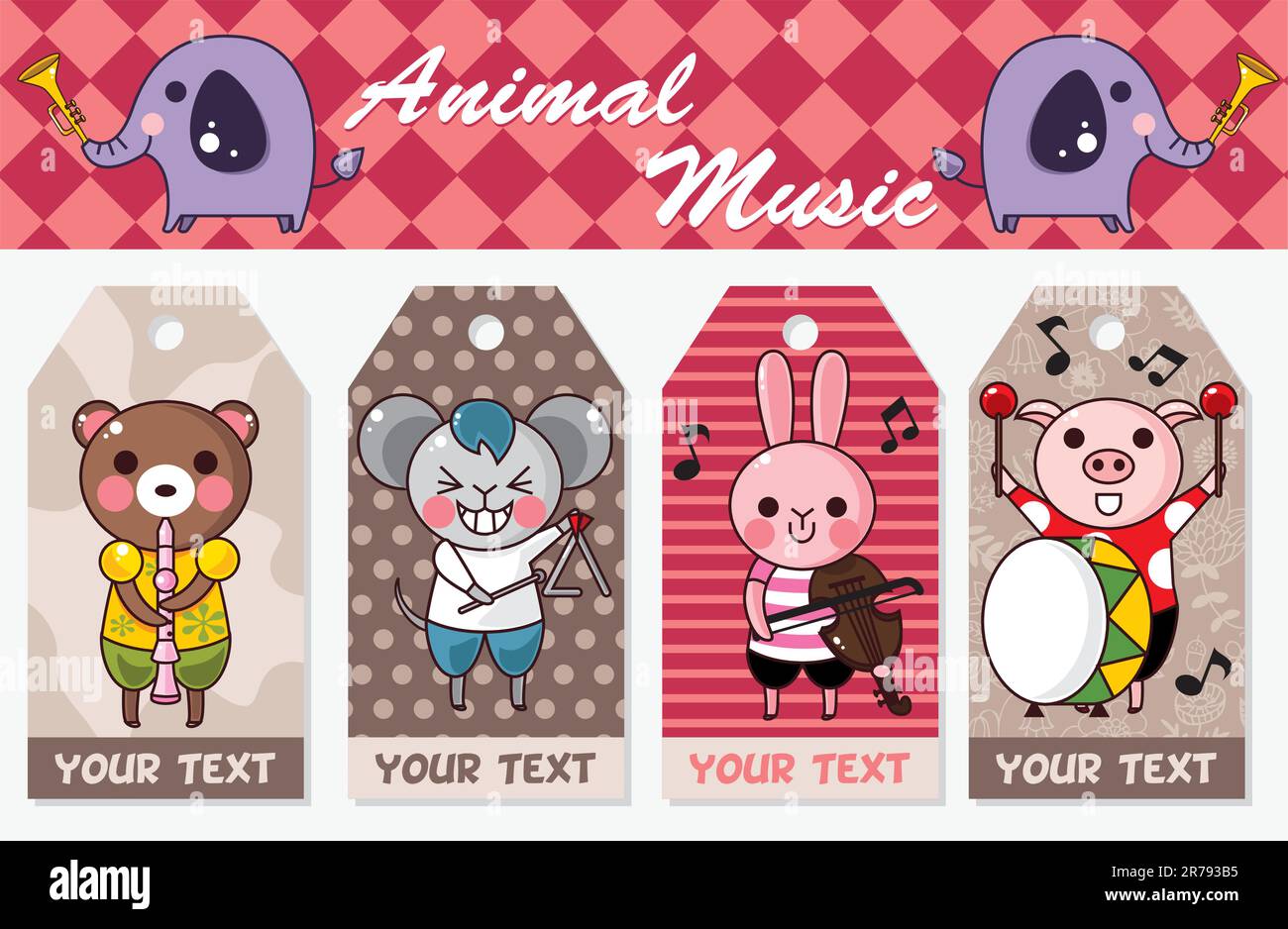 animal play music card Stock Vector Image & Art - Alamy
