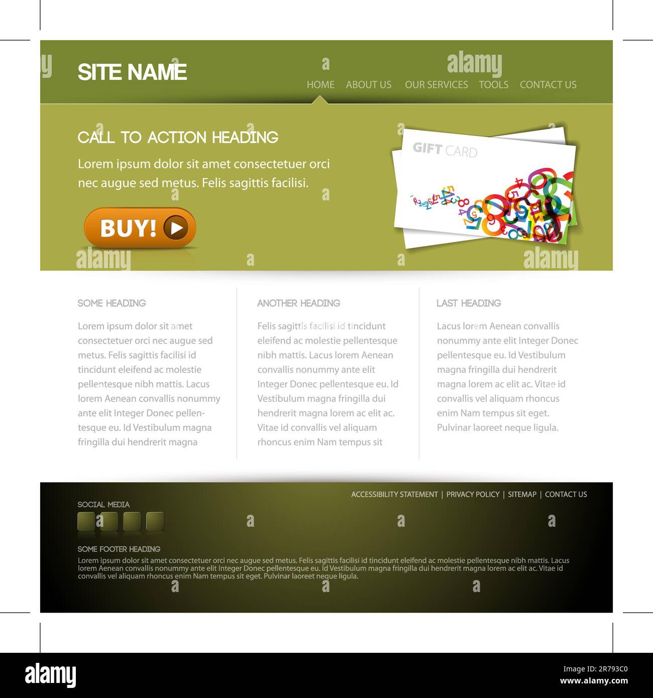 Modern website template with nice button - green Stock Vector Image ...