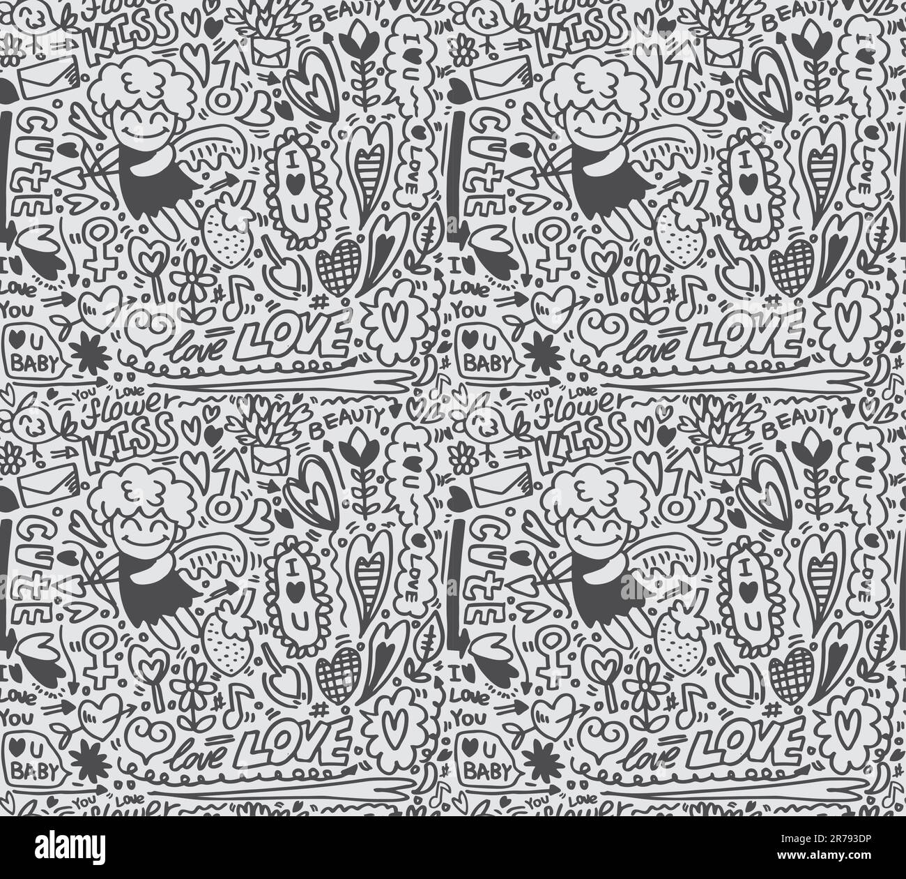 Kiss pattern Black and White Stock Photos & Images - Alamy