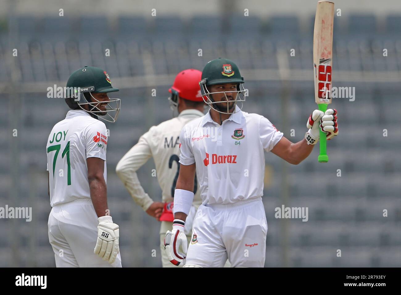 bangladeshi batter Nazmul Hasan Shanto gets fifty runs during the ...