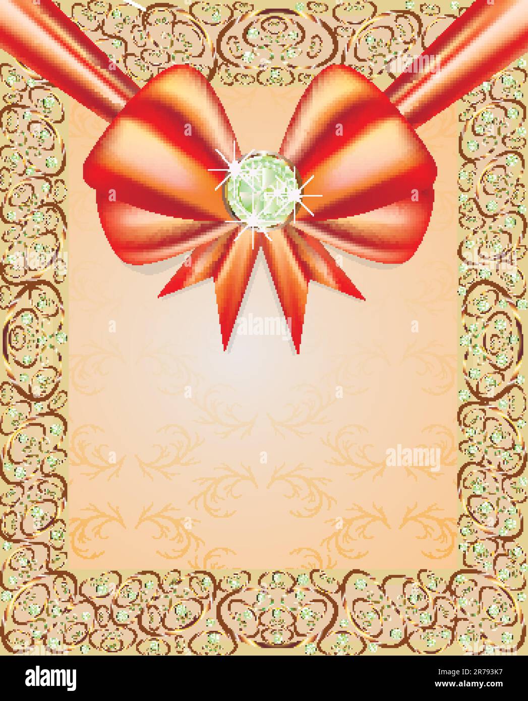 golden frame with a red bow and diamond Stock Vector Image & Art - Alamy