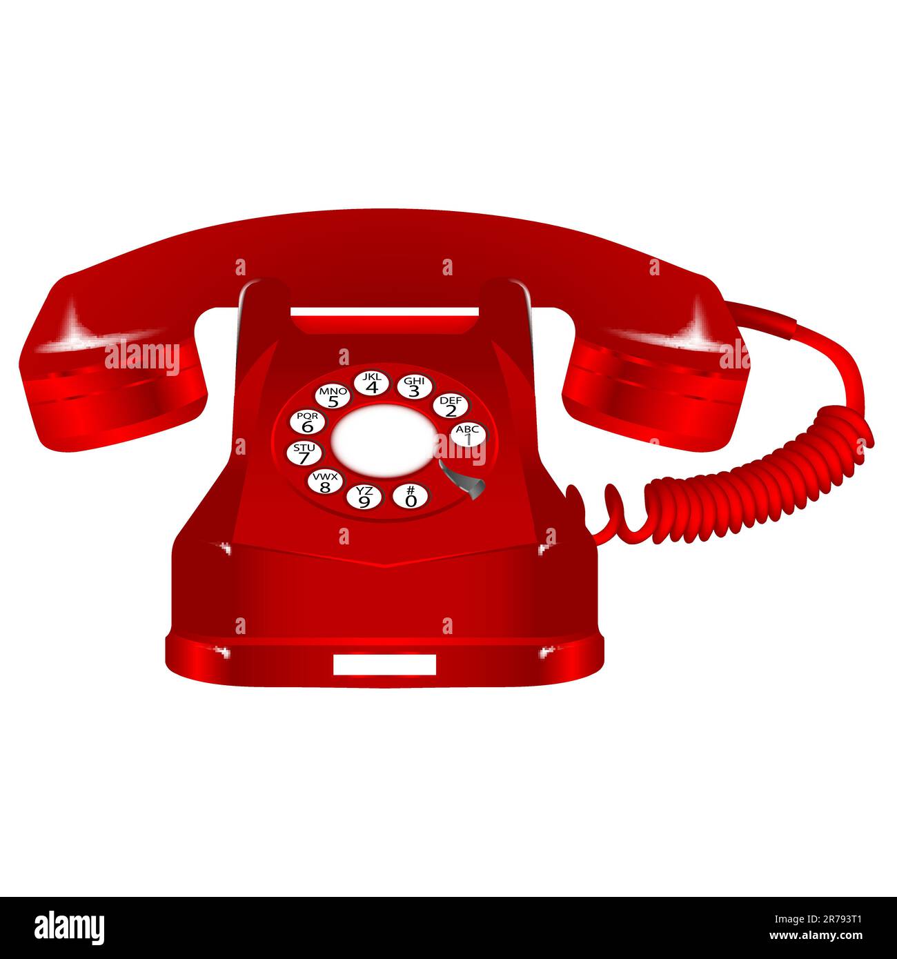 retro red telephone against white background, abstract vector art ...