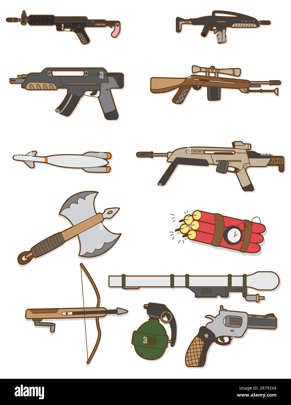 Gun weapon doodle style Cut Out Stock Images & Pictures - Alamy