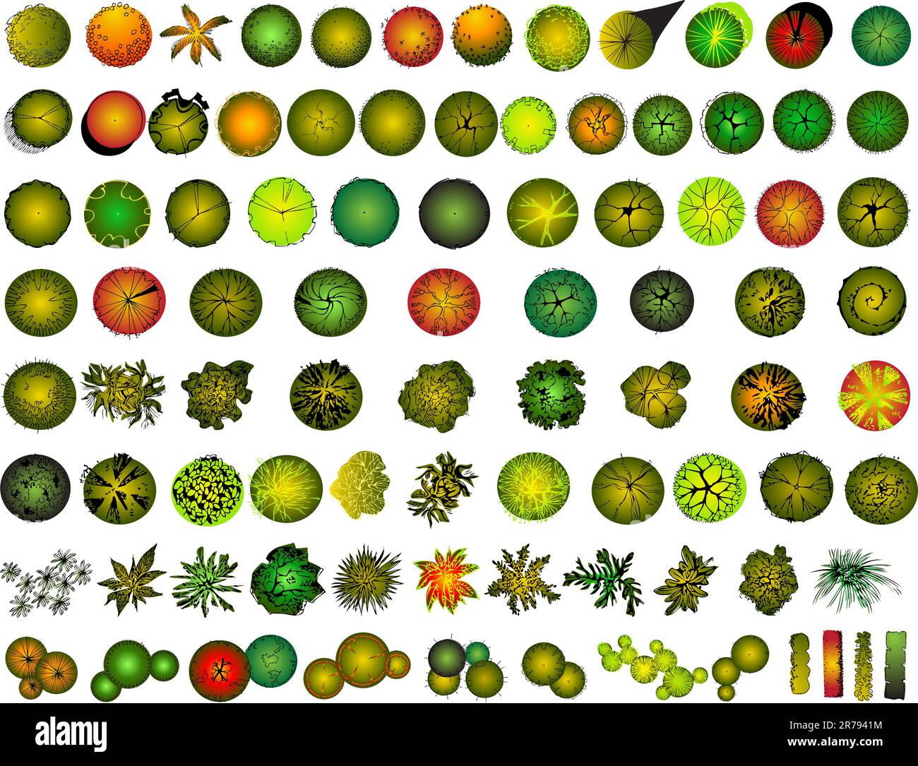 A set of treetop symbols, for architectural or landscape design Stock ...