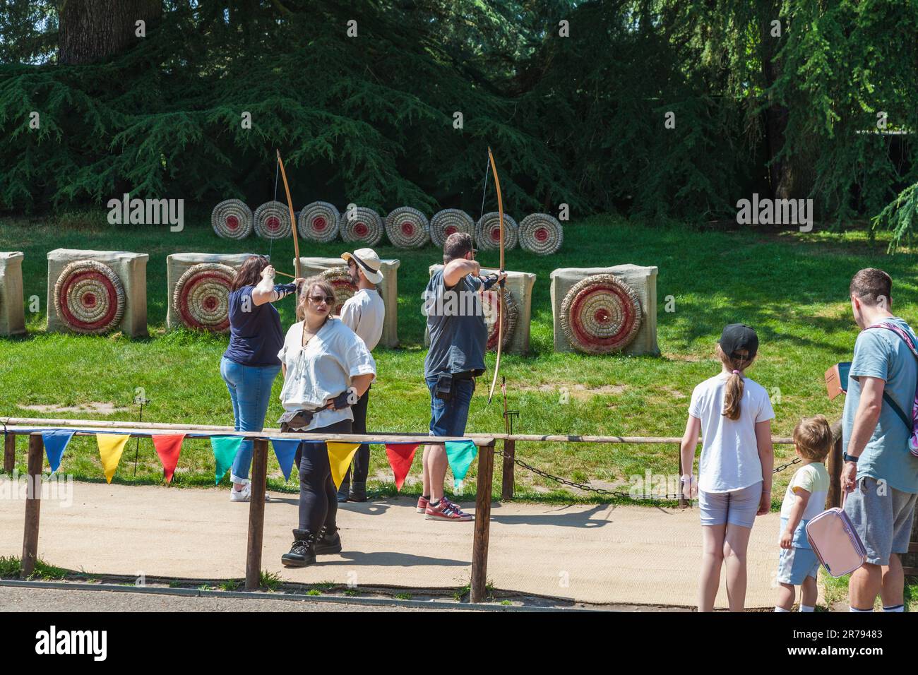 Archery facility in Warwick Castle grounds in Warwickshire, England,UK ...