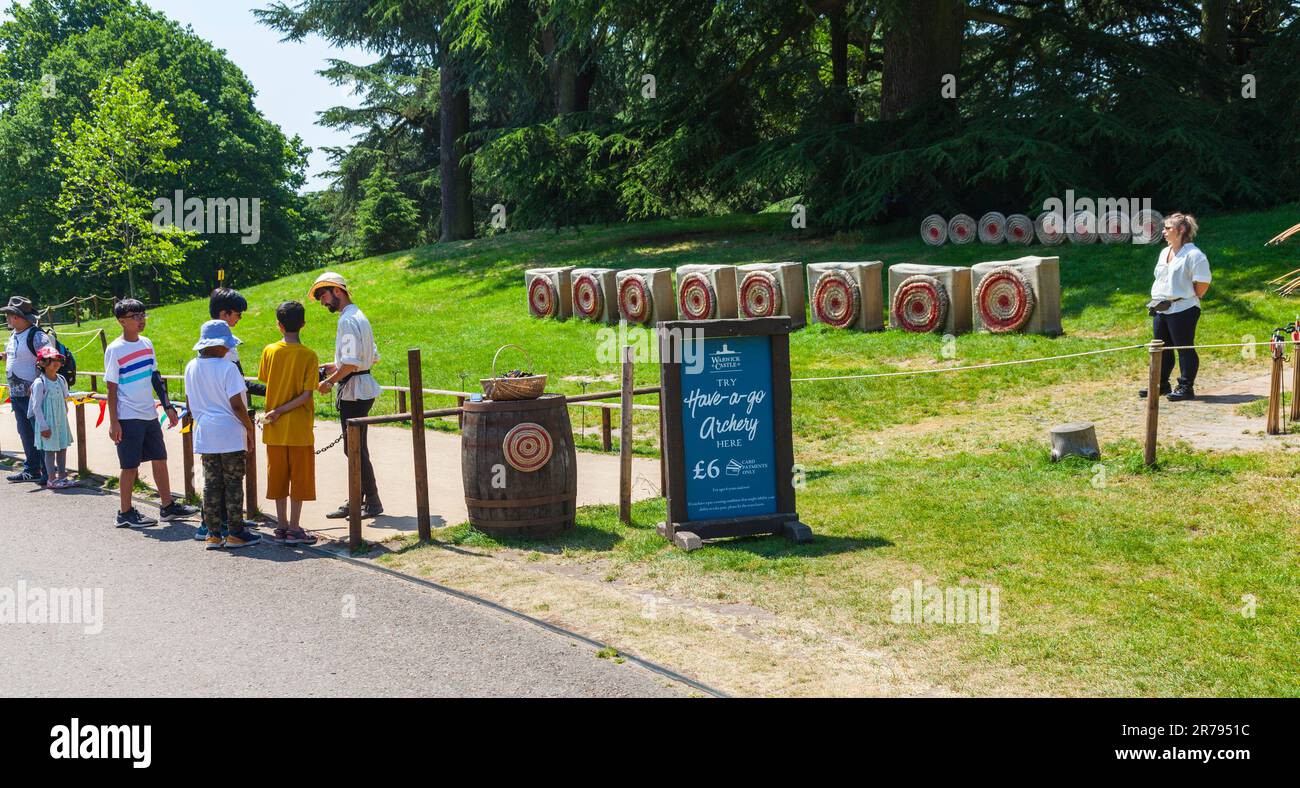 Archery facility in Warwick Castle grounds in Warwickshire, England,UK ...