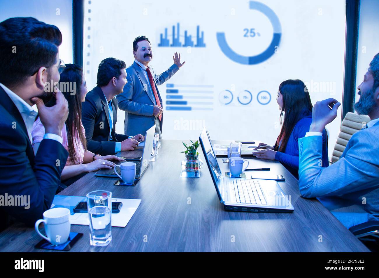Indian business people meeting presentation in office conference room ...