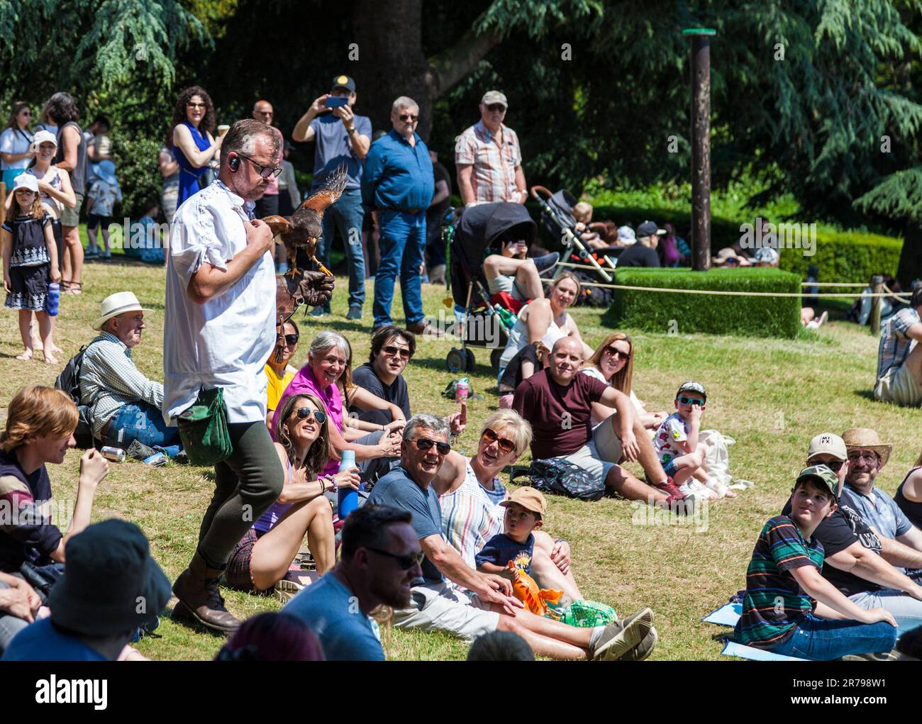 Falconry display at Warwick Castle grounds in Warwickshire, England,UK ...