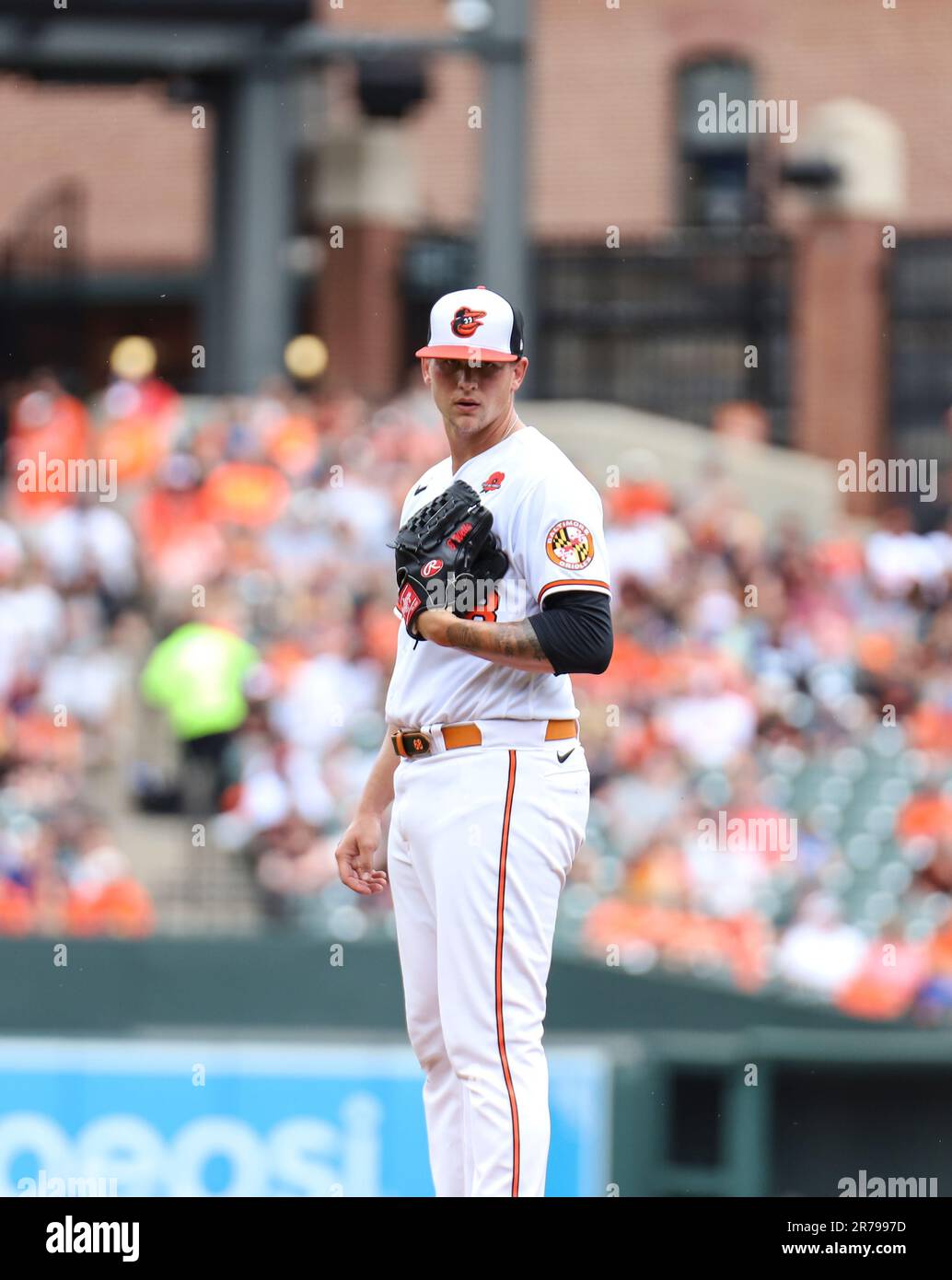 Baltimore orioles starting pitcher tyler wells 68 on mound hi-res stock ...