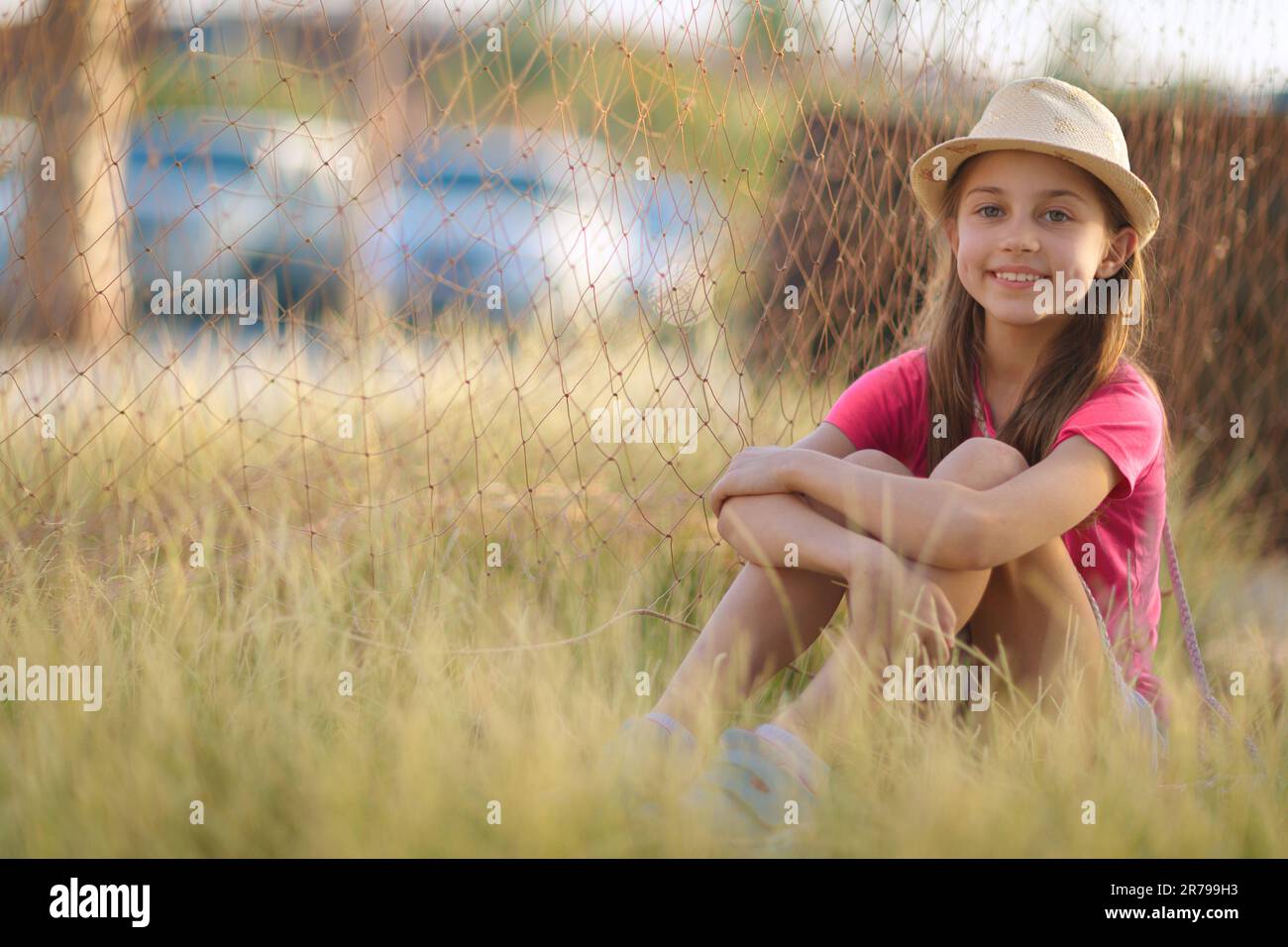 Cute little girl in countryside Stock Photo - Alamy