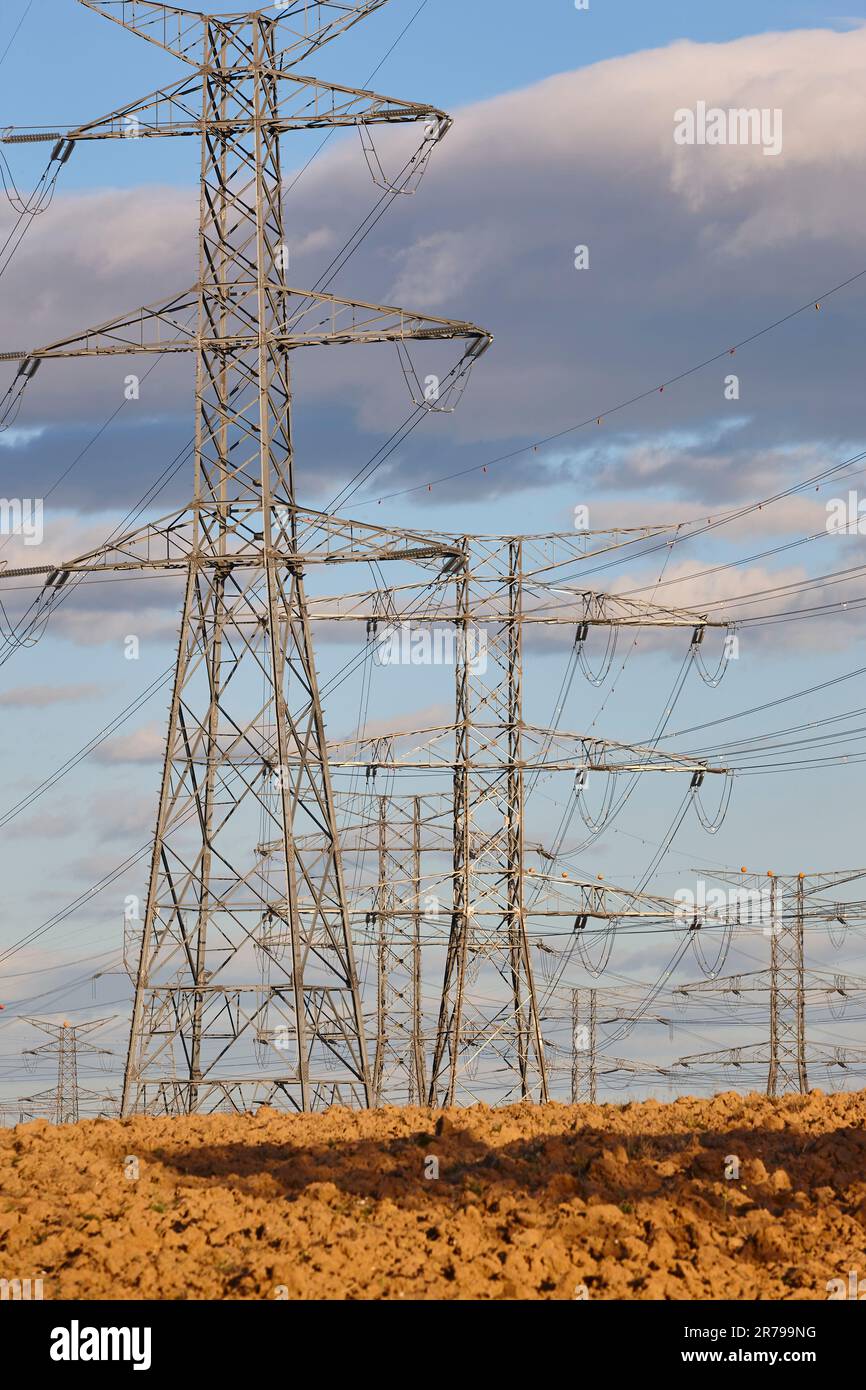 Power lines. Energy industry. Industrial electricity transmission ...