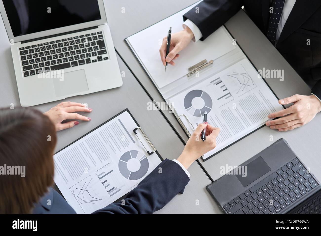 Hand of a business person giving an explanation at a meeting Stock ...
