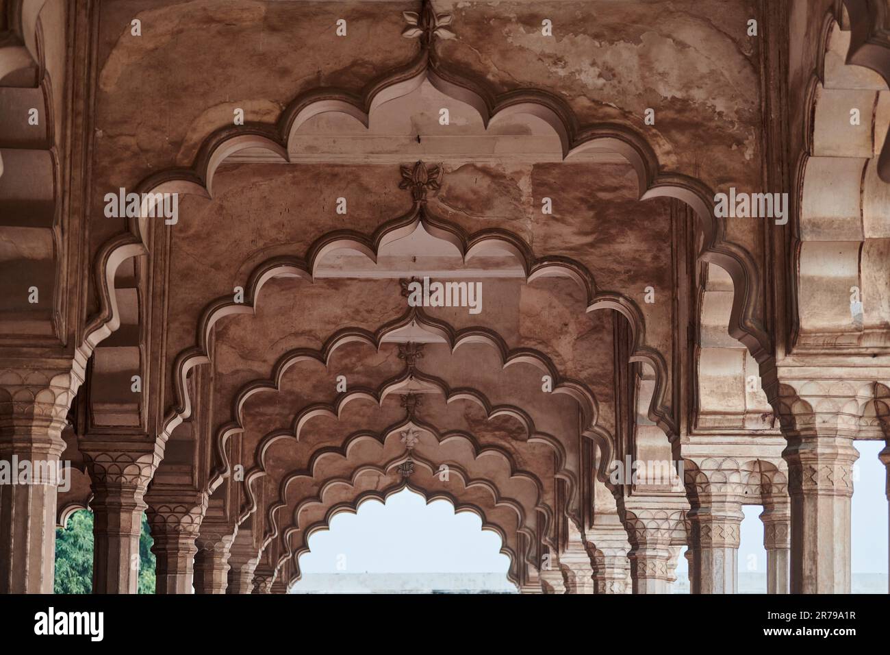 Hall of public audience of Agra red fort in India, beautiful ...