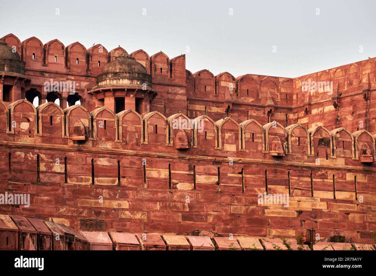 Walls of Agra red fort in India, view from main entrance Amar Singh ...