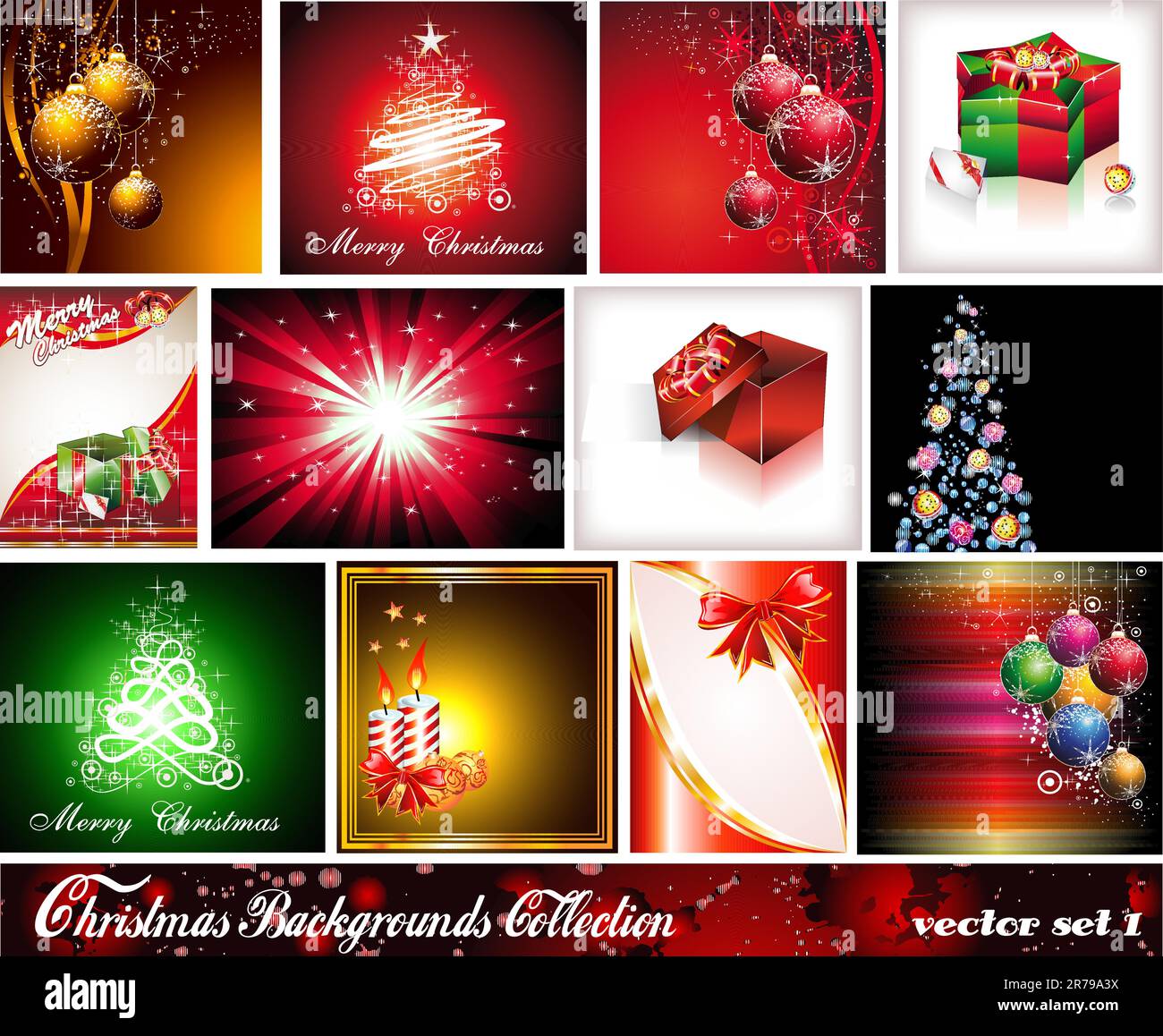 Collection of 12 Christmas Backgrounds - Set 1 Stock Vector Image & Art ...