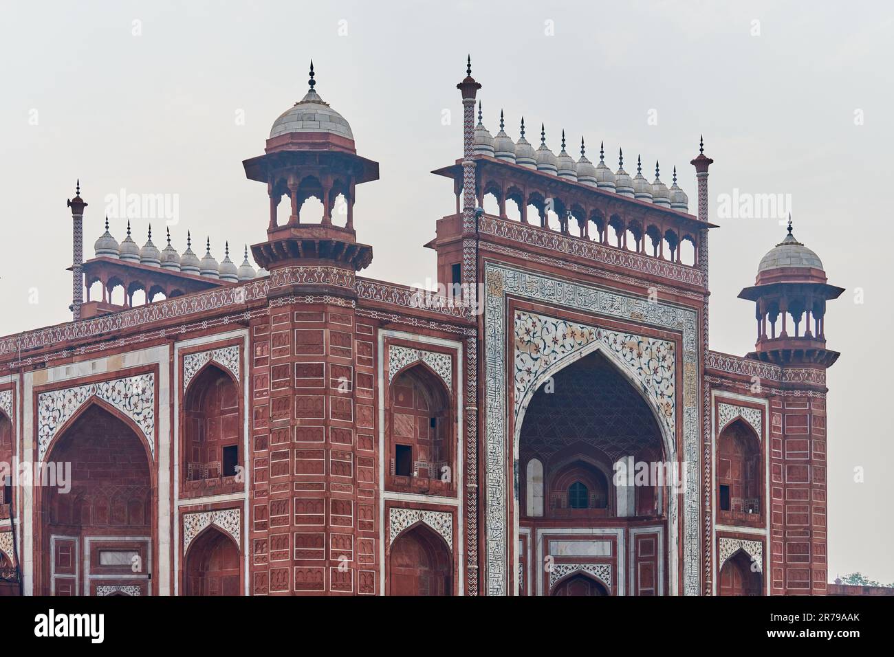 Taj Mahal entrance gateway close up view with Chhatri dome shaped ...