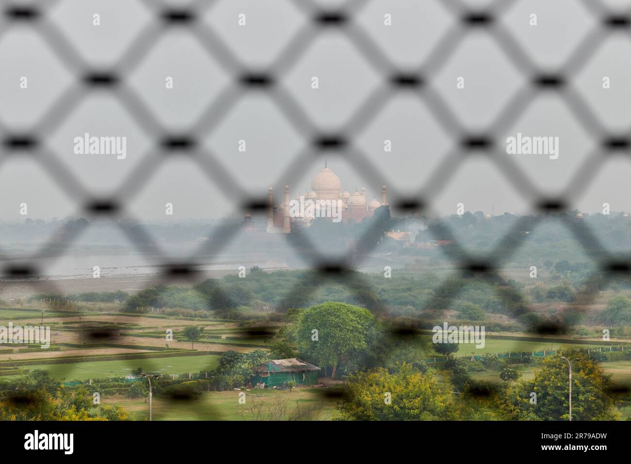 Taj Mahal white marble mausoleum landmark in Agra, India, view through ...