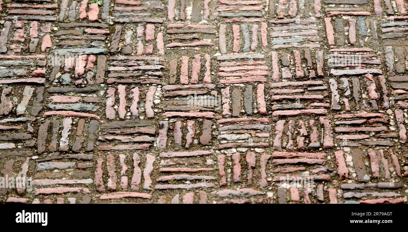 Old indian brickwork in Agra red fort, masonry walkway covered with ...