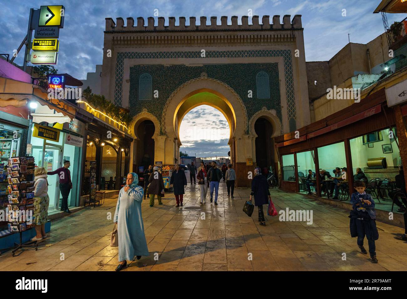 Morocco. Fez. The Bab Boujloud gate built in the 12th century. Medina ...