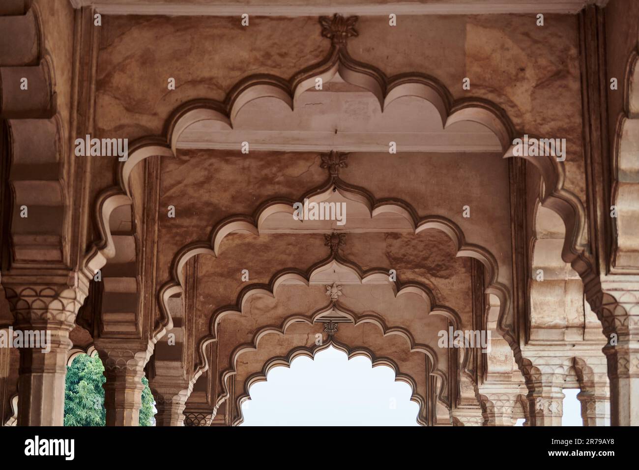 Hall of public audience of Agra red fort in India, beautiful ...