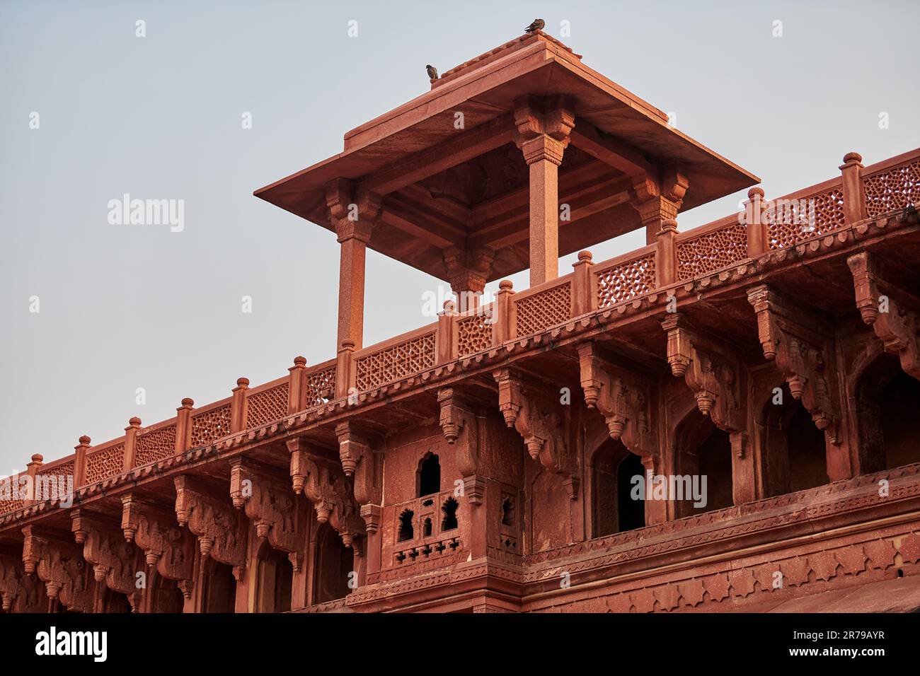 Decorative buildings and walls inside of Agra red fort in India ...