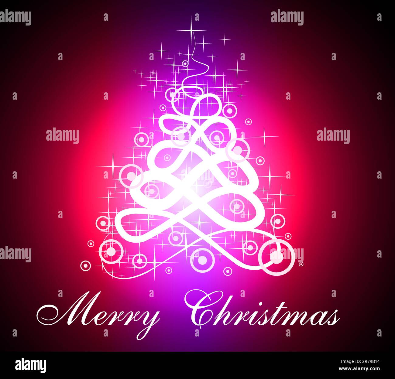Fluorescent Red Purple Christmas Tree Silhouette for Greetings ...