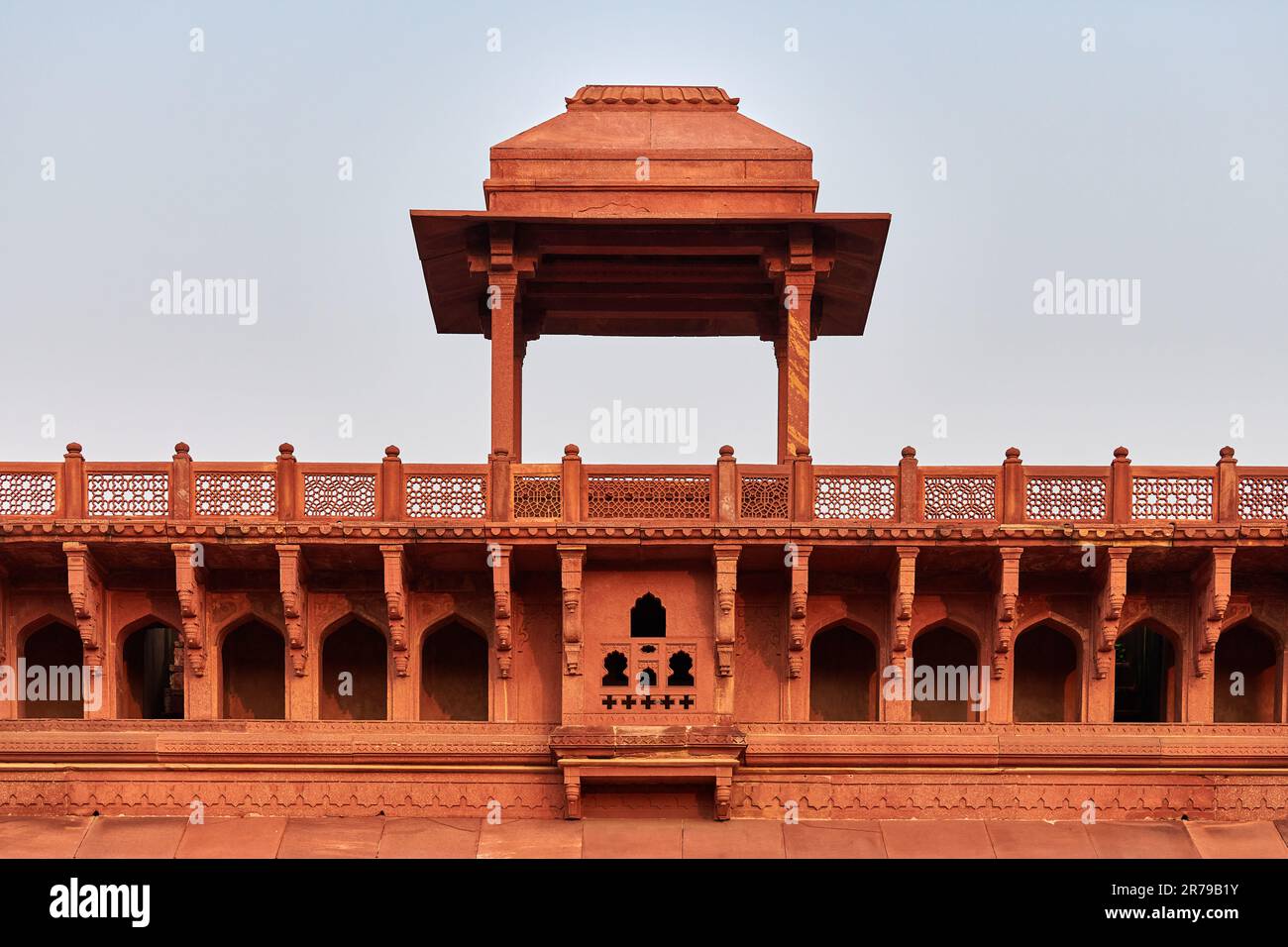 Decorative buildings and walls inside of Agra red fort in India ...