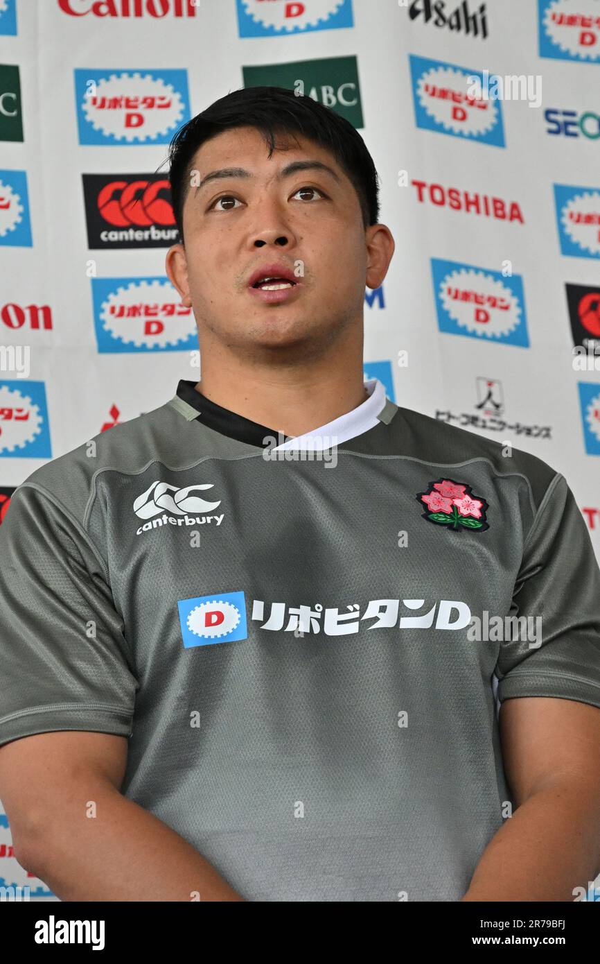 Japan on June 12, 2023.Japan's Atsushi Sakate talks with the media ...