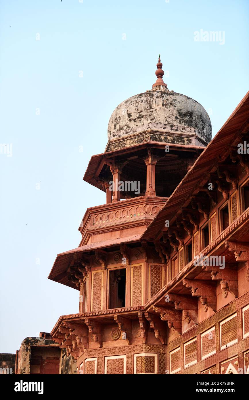 Chhatri semi open elevated dome shaped pavilion of Agra red fort in ...