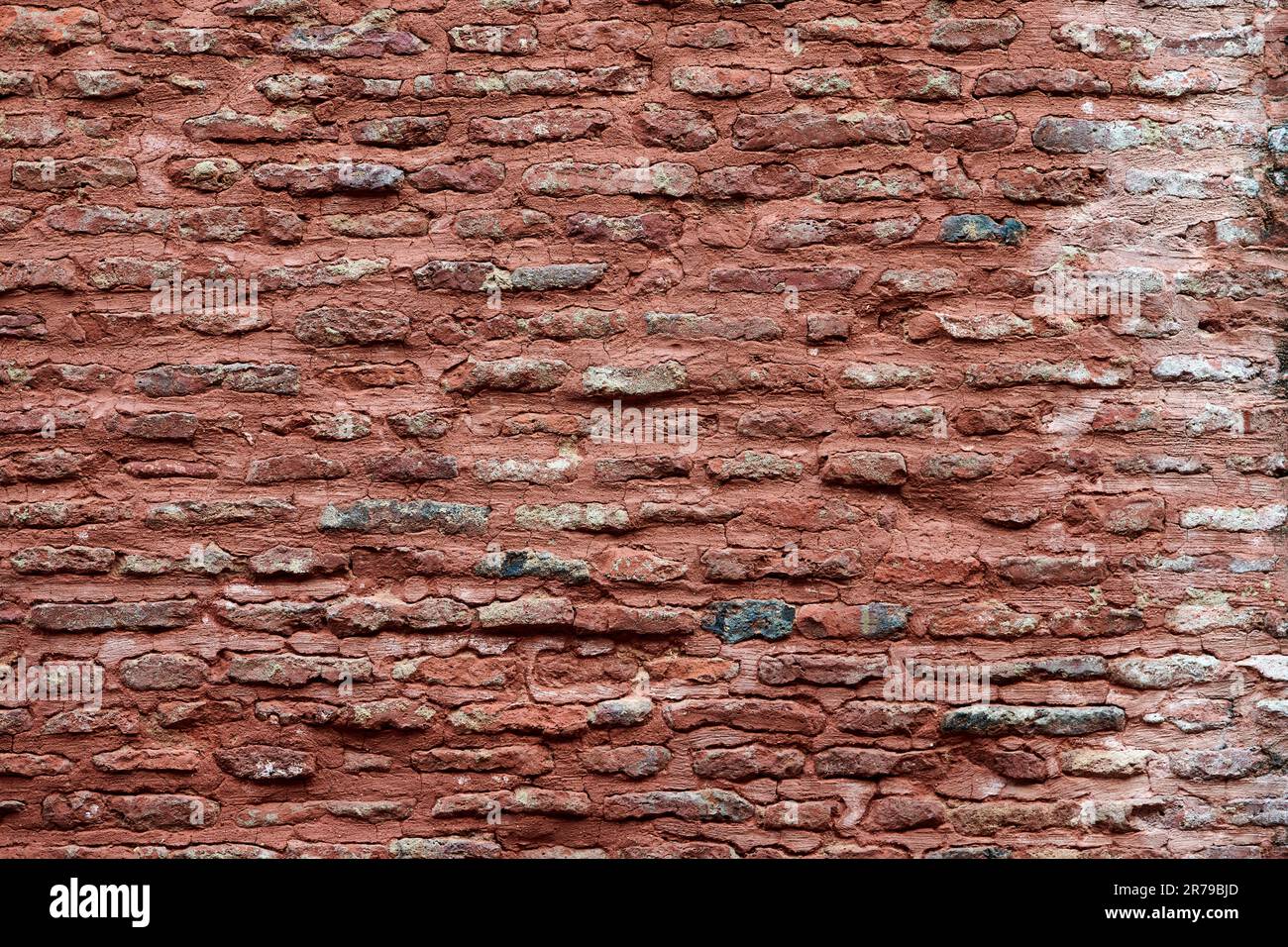 Ancient red brick wall of old house exterior, red brick texture on ...