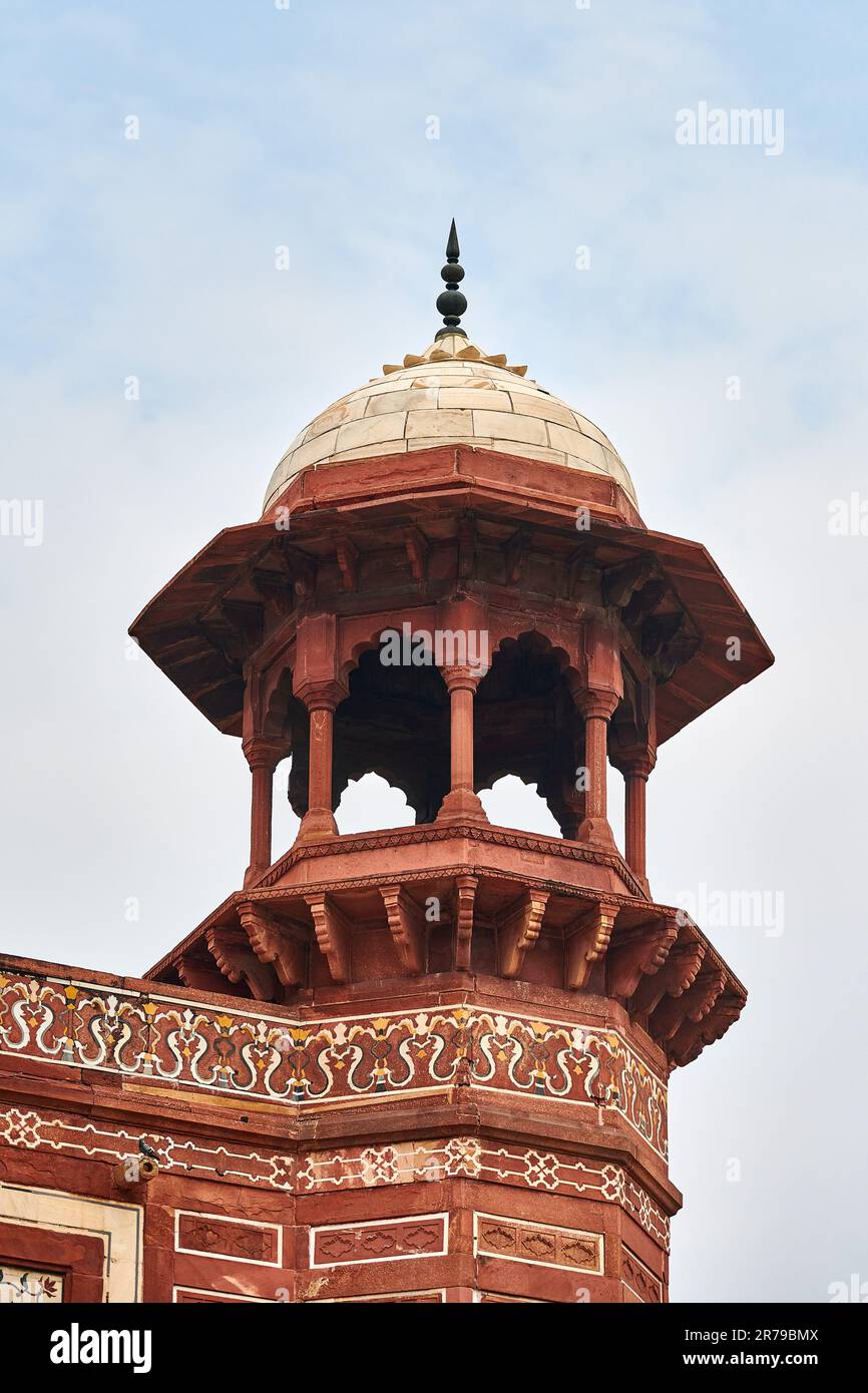 Taj Mahal entrance gateway close up view with Chhatri dome shaped ...