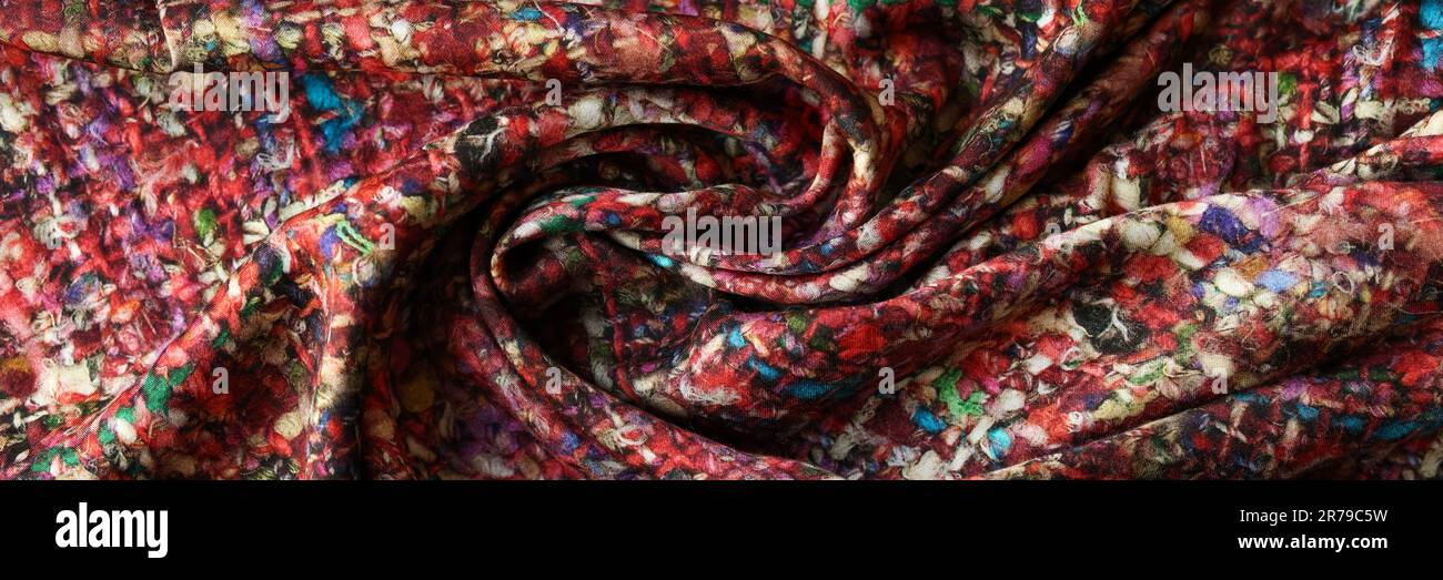 Stylish colorful crumpled fabric tweed texture background Stock Photo ...
