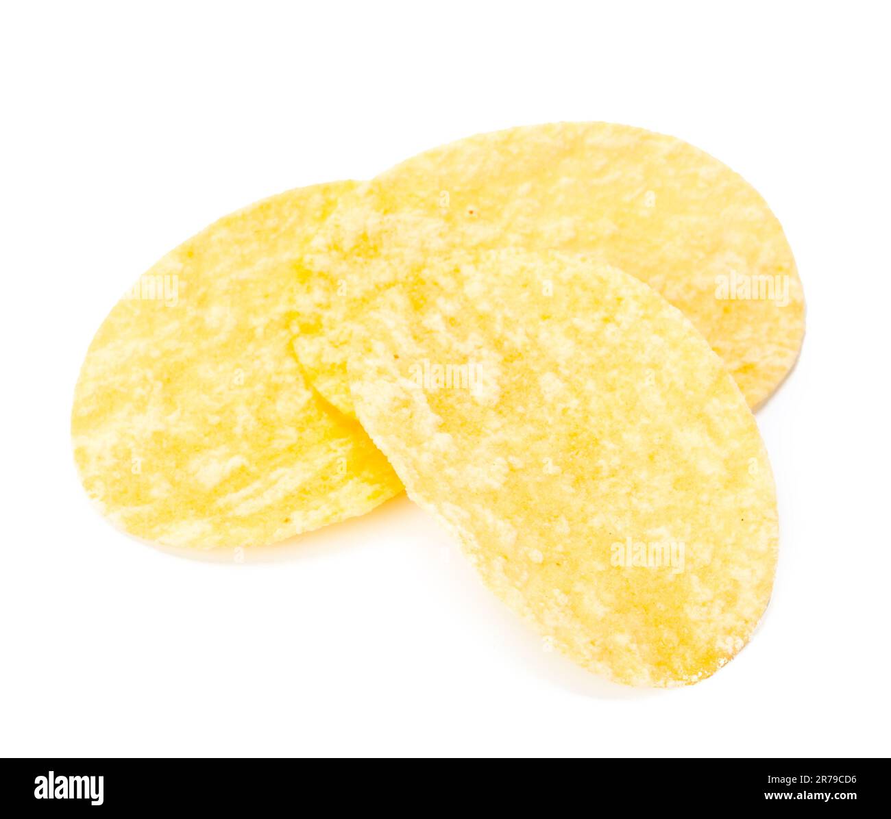yellow potato chips isolated on white Stock Photo - Alamy