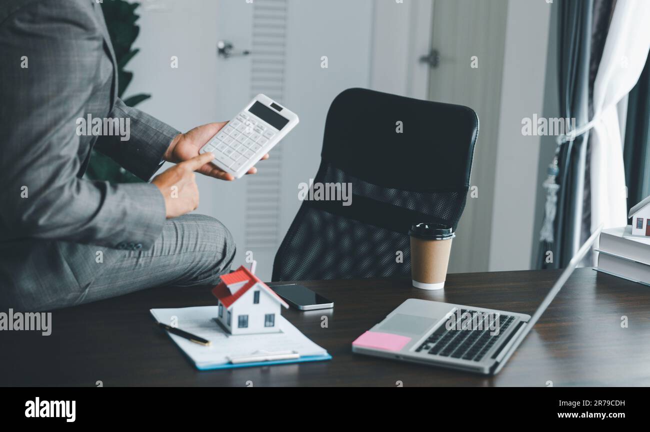 Property insurance and security concept. Protecting gesture of man and ...