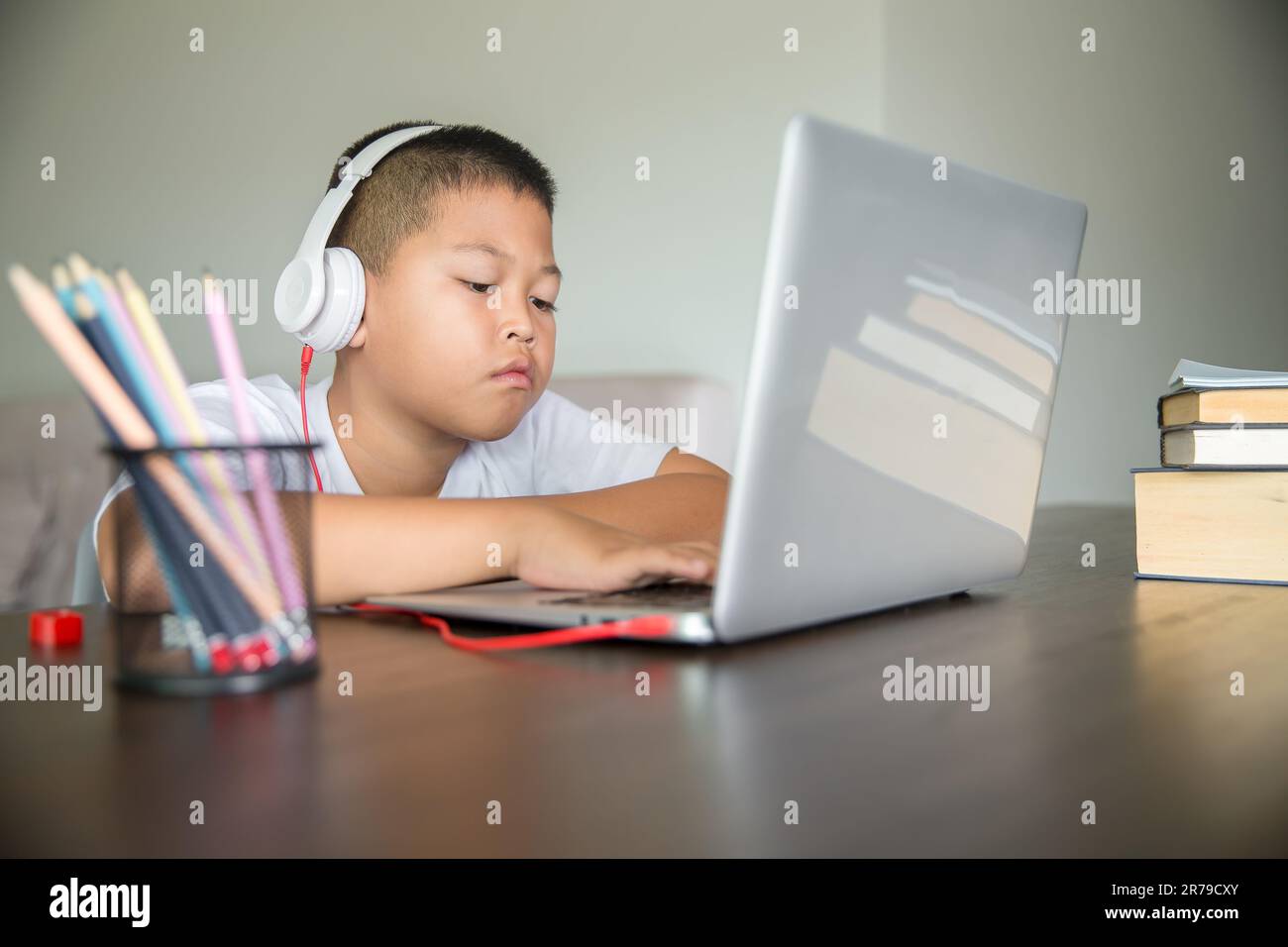 Young student distance learning virtual distance online class on video ...