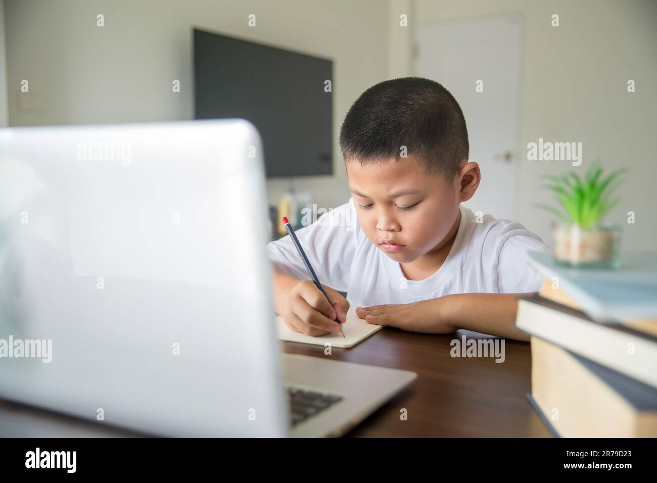 Young student distance learning virtual distance online class on video ...