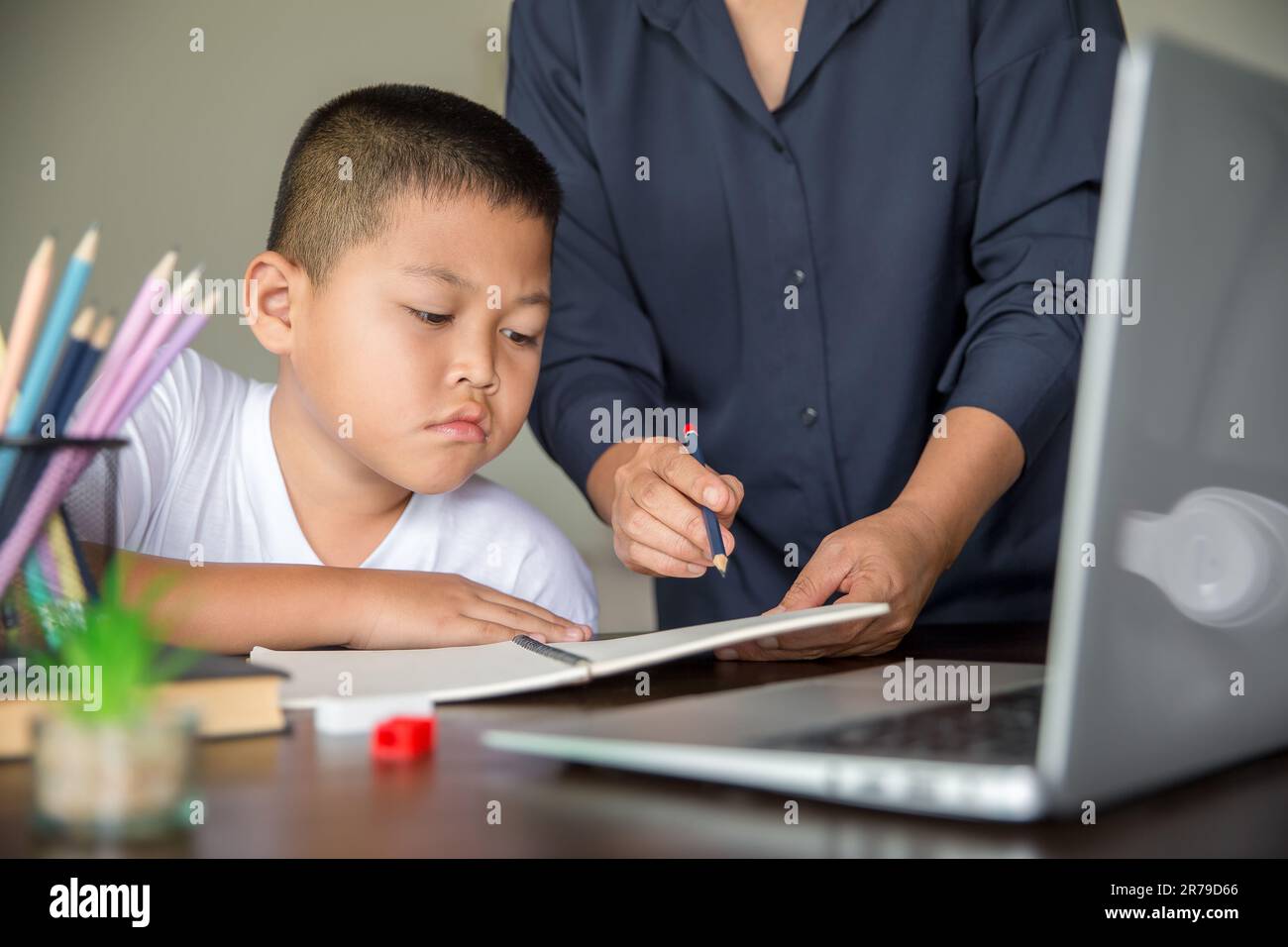 Young student distance learning virtual distance online class on video ...