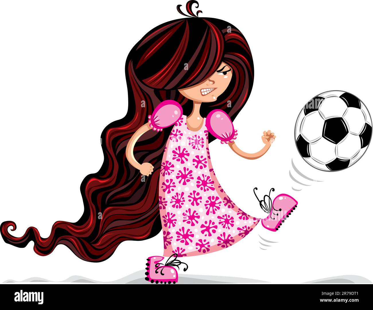 Little girl playing soccer Stock Vector Image & Art - Alamy