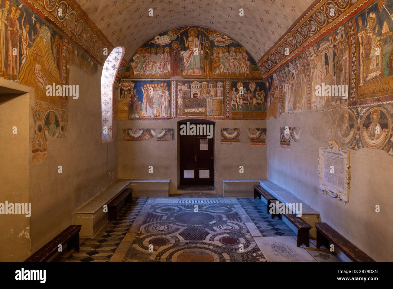 Mediaeval frescoes in the chapel of Saint Sylvester at basilica of The ...