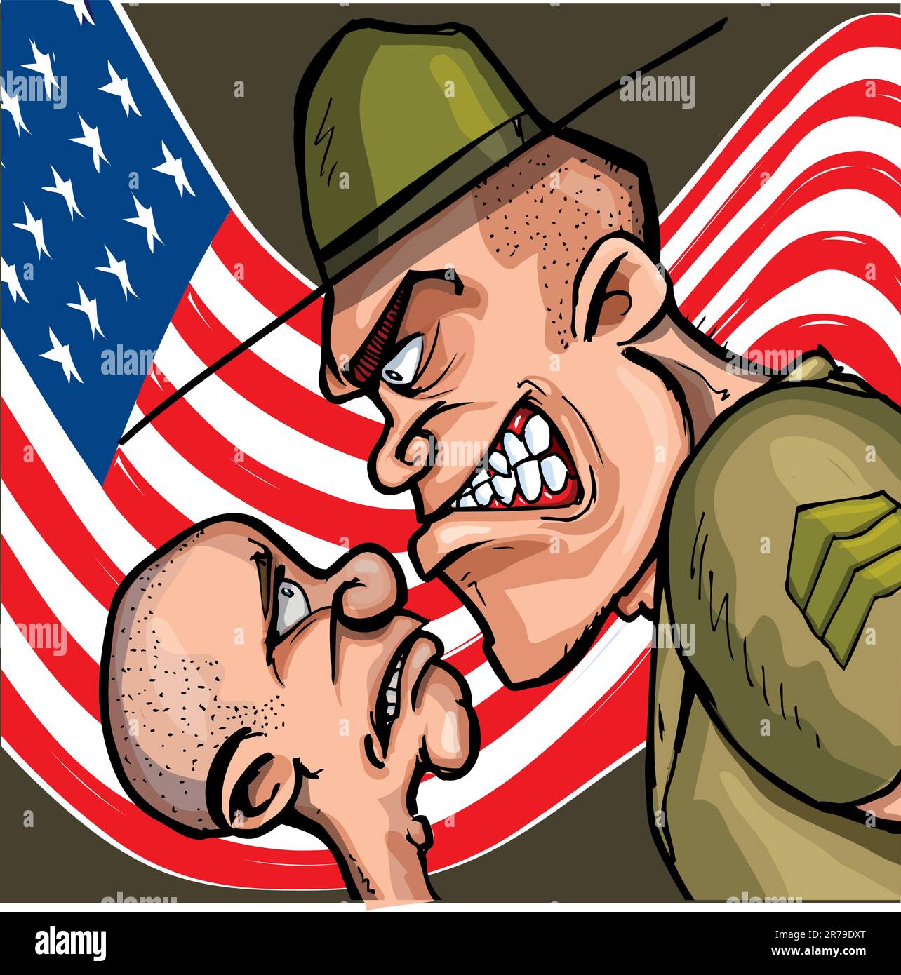 Angry cartoon drill sergeant screaming at a cadet Stock Vector Image ...