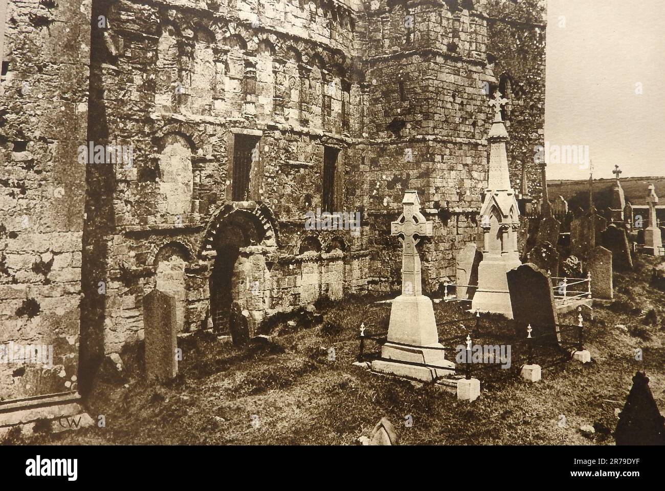 A 1931 view pf Cormac's Chapel and graveyard, Cashel, Tipperary ...