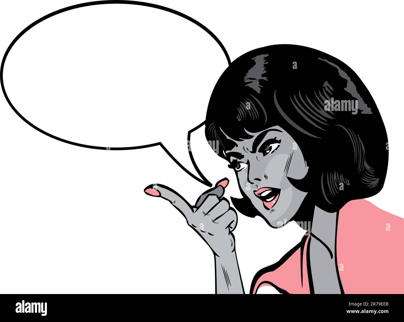 announcement young woman speaking comics book style emblem Stock Vector ...