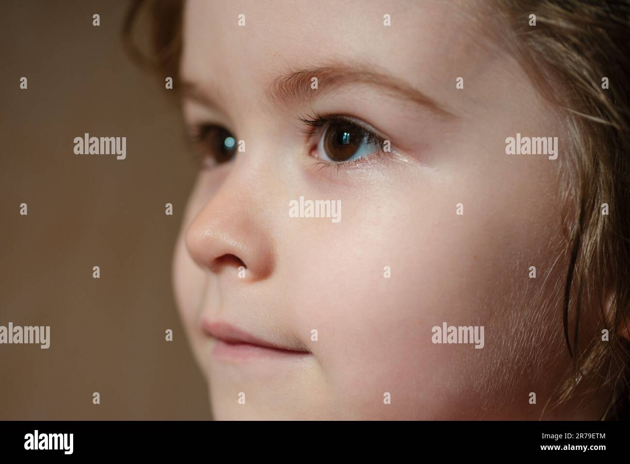 Portrait of little boy. Concept of kids face close-up. Head shoot ...
