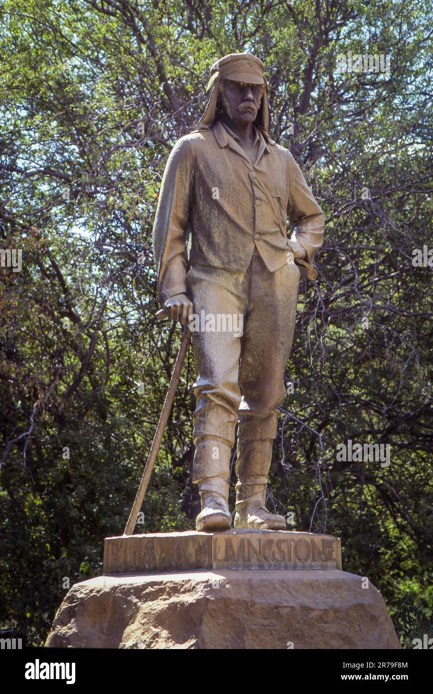 Zimbabwe, Statue of David Livingstone at Victoria Falls Stock Photo - Alamy