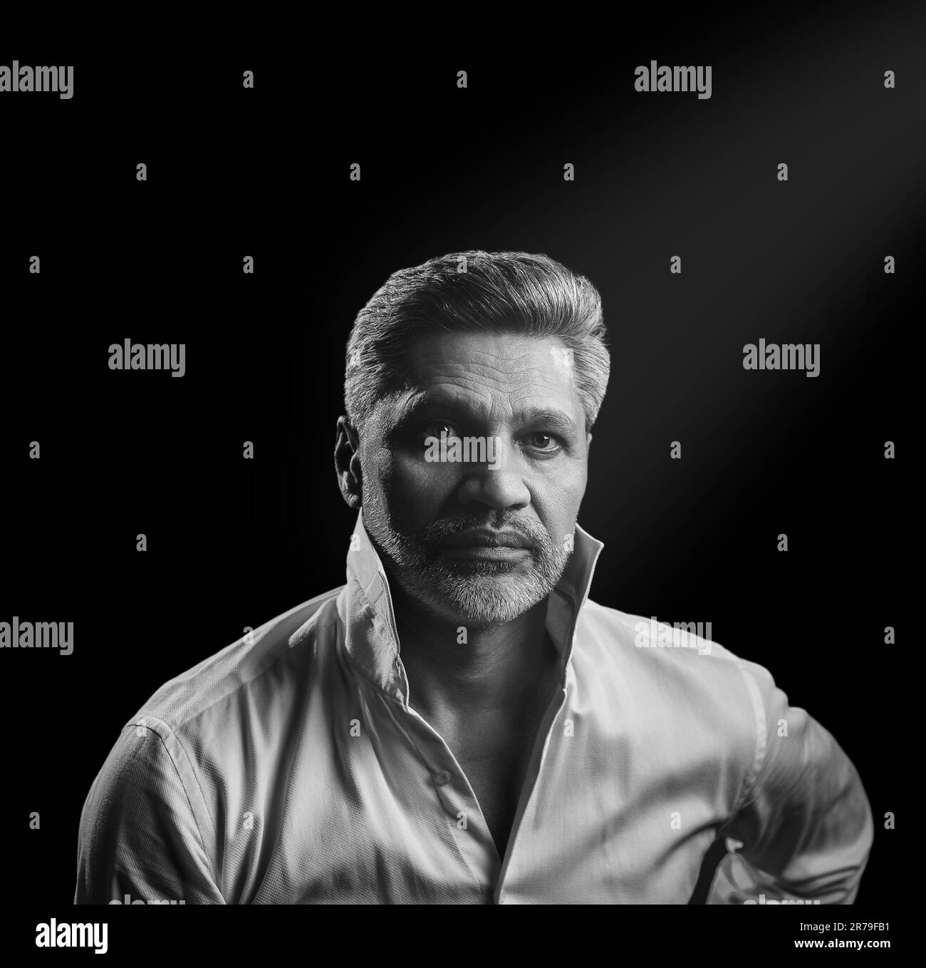 Happy successful gray haired Black and White Stock Photos & Images - Alamy